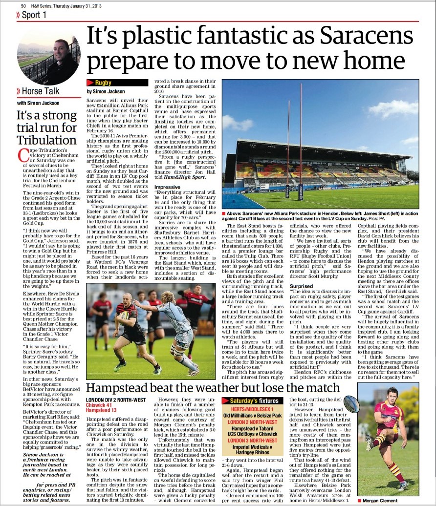 Simon Jackson sports at Hampstead & Highgate Express series newspapers ...